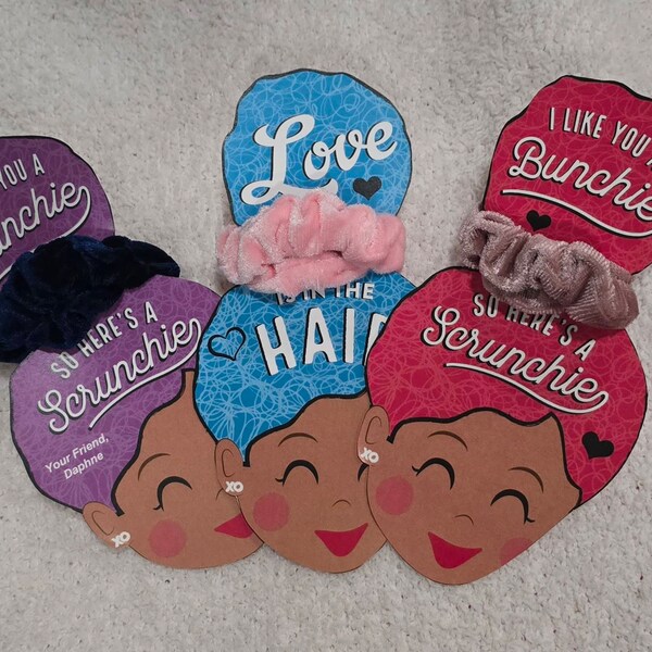 Scrunchie Valentine Printable - Kids Valentine, School Valentine, Girl ...