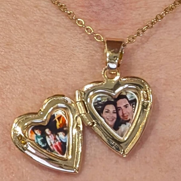 18k Gold Plated Heart Locket - Dainty Heart Locket With Photos - Locket ...