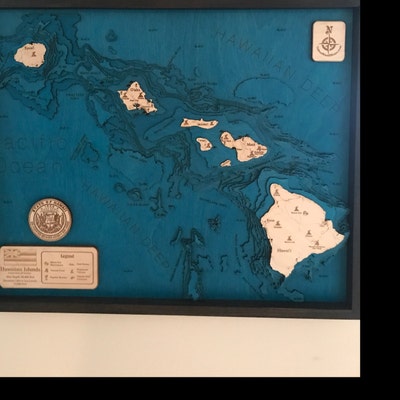 Hawaiian Islands 3-D Wooden Map - Etsy