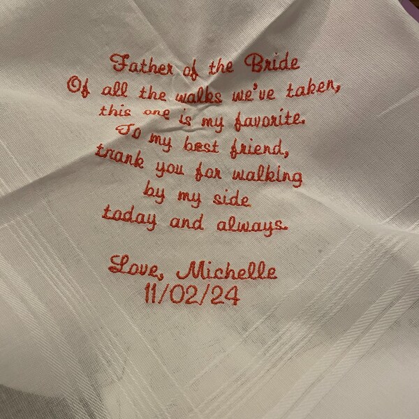 Elegant Lace Wedding Handkerchief, Embroidered Wedding Napkins, Father ...