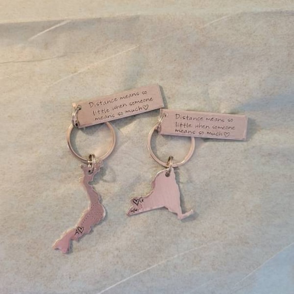 Long Distance Keychain Anniversary Gift for Boyfriend Coordinate ...