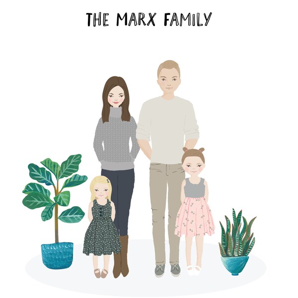 Family Portrait Illustration Custom Family Portrait Drawing ...