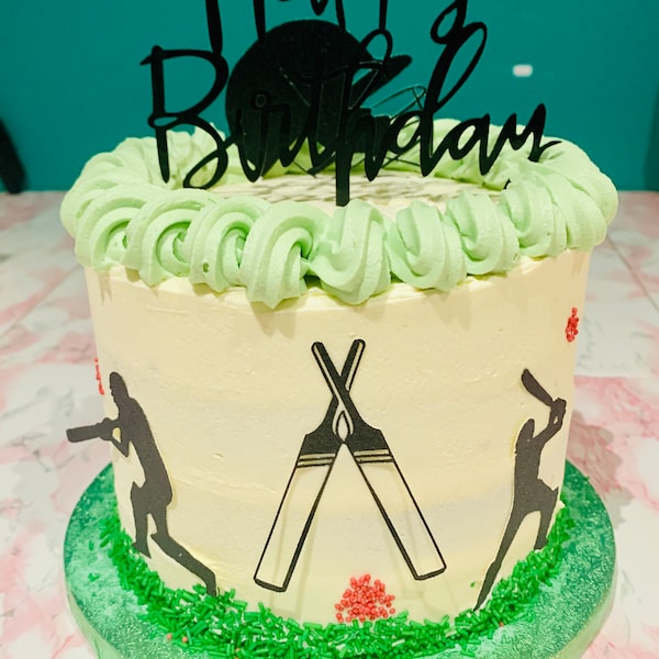 Personalised Cricket Cake Topper Birthday Party Decoration Helmet ...