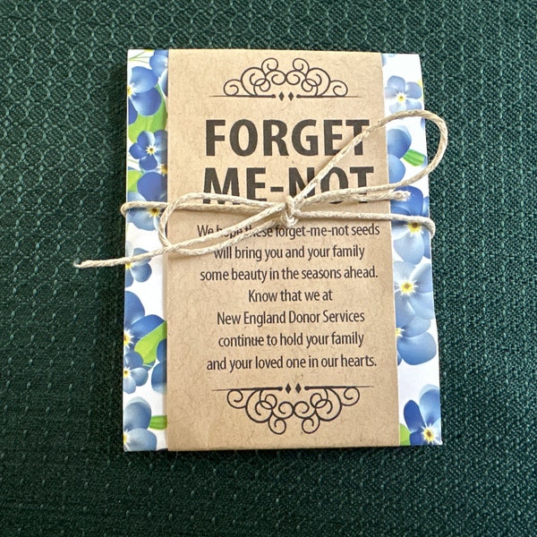 Personalized Memorial Forget-me-not Seed Packets With Blue Floral Wrap ...