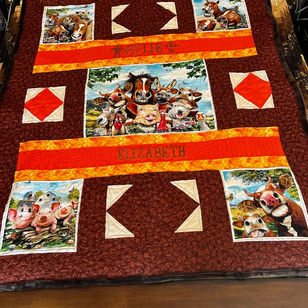 Farm Pasture Fabric Panel, Sewing, Barnyard Scene Panel, David Textiles ...