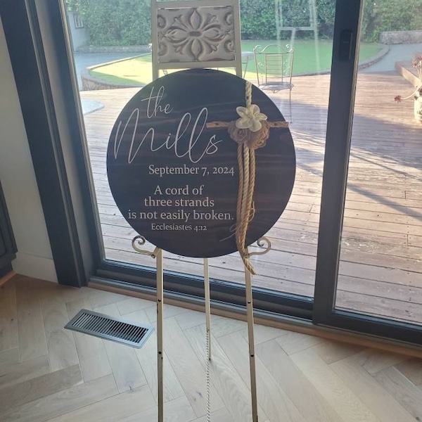 Round Unity Ceremony Sign, A Cord of Three Strands Wedding Sign, 3 ...