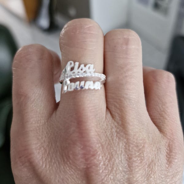 Custom Name Ring, Double Name Ring, Two Names Ring, Personalized Gift ...