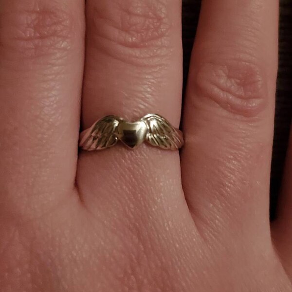 Sterling Silver Angel Wing Ring, Guardian Angel Ring for Women, Simple ...