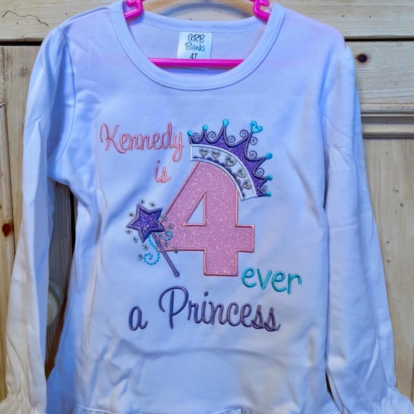 Four Ever a Princess 4th Birthday Shirt, Personalized Custom ...