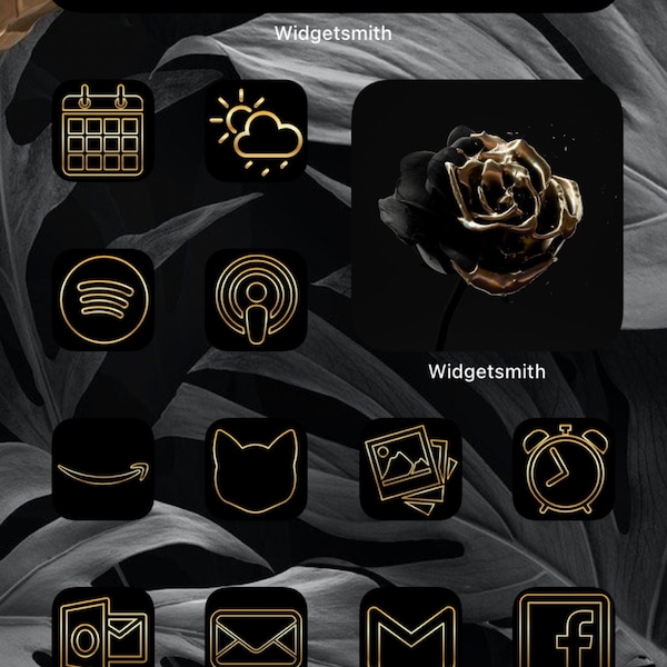 5000+ Gold iPhone Ios 18 App Icons Pack | Gold Icon Aesthetic Black ...