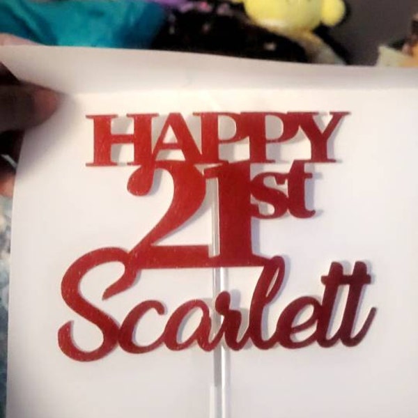 Happy 21st Birthday Cake Topper, Personalized Cake Topper, Custom Cake ...