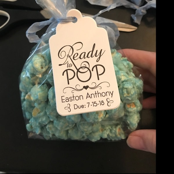 Fixin' to Pop Baby Shower Favor Kits-3 TAG COLORS | Popcorn Favor-20 ...
