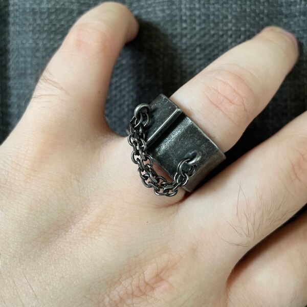 Chain Link Ring Punk Chain Ring Thick Band Ring Large Statement Ring ...