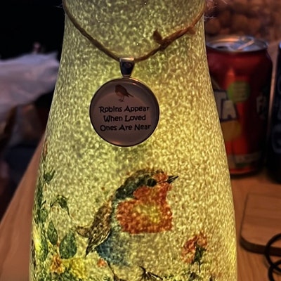 Light up Robin Vase, With Charm Decouoage, Vase, Gifts, Xmas Gifts ...