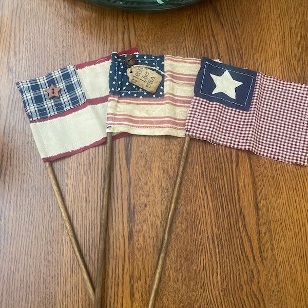 Primitive American Flags, Patriotic Flags, July 4th Tiered Tray Decor ...