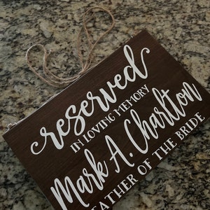 Father of the Bride in Loving Memory Wedding Sign - Etsy