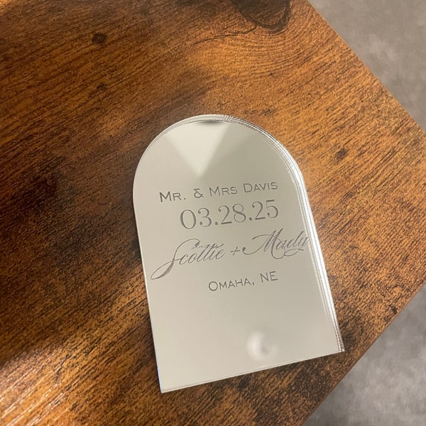 Boho Save the Date Mirror Acrylic Magnets Custom Personalized / Arch ...