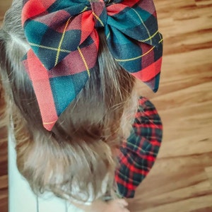 School Uniform Plaid Bow pigtail Mini Set White Plaid | Etsy