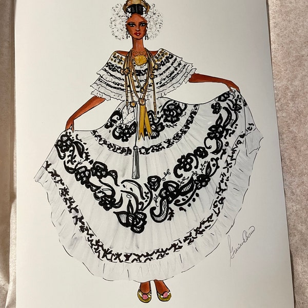 Panama T-shirt | Panamanian Woman in Pollera T-shirt | Empollerada ...