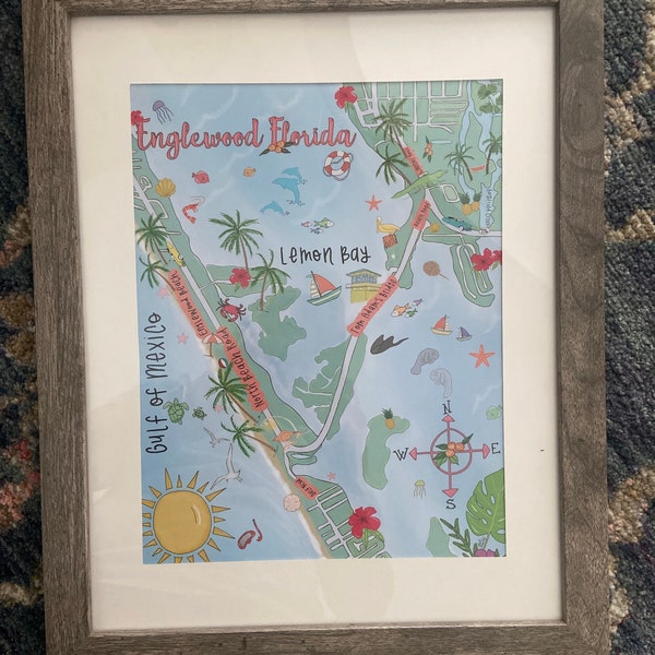 Englewood Florida Map - Etsy