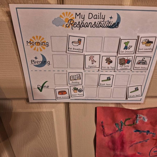 Kids Daily Responsibilities Chart, Printable Daily Routine, Chore Chart ...
