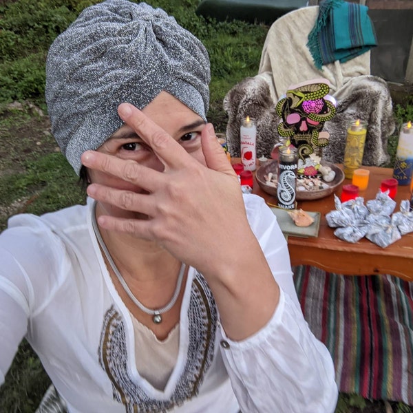 Stunning Gray Turban With Big Silk Flower, Glamorous Headpiece, Fashion ...