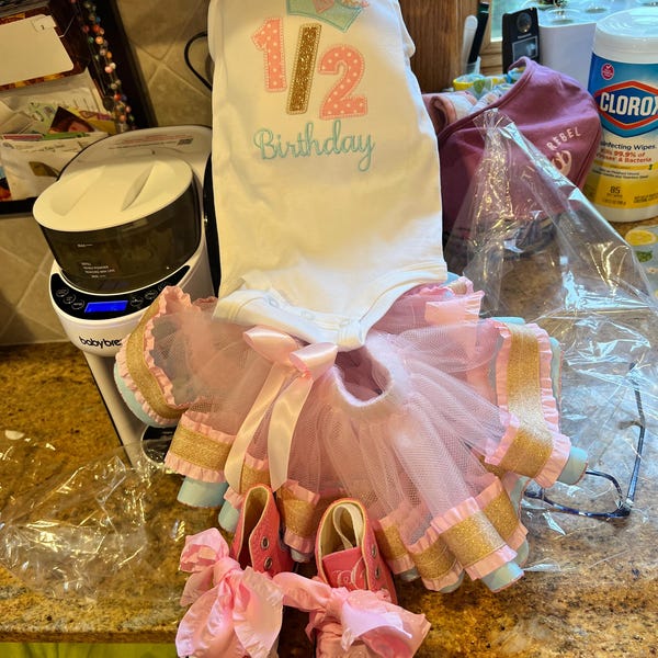 Princess Crown and Name Tutu Outfit Baby Girls 1st Birthday Pink Gold ...