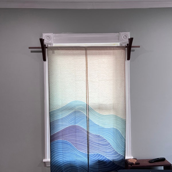Japanese Teal Blue Gradients Watercolor Noren Curtain Traditional Room ...