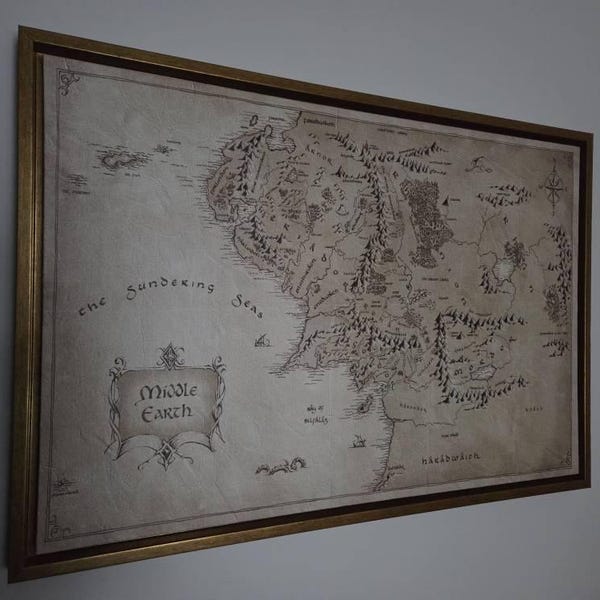 Middle Earth Map Print: Vintage Style Canvas Wall Art - Etsy