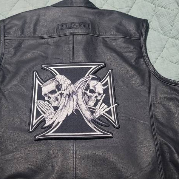 Devil Angel Maltese Cross Biker Giant Largelarge Back Patch XL - Etsy