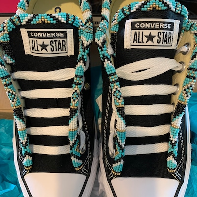 Red Accent Beaded Converse - Etsy