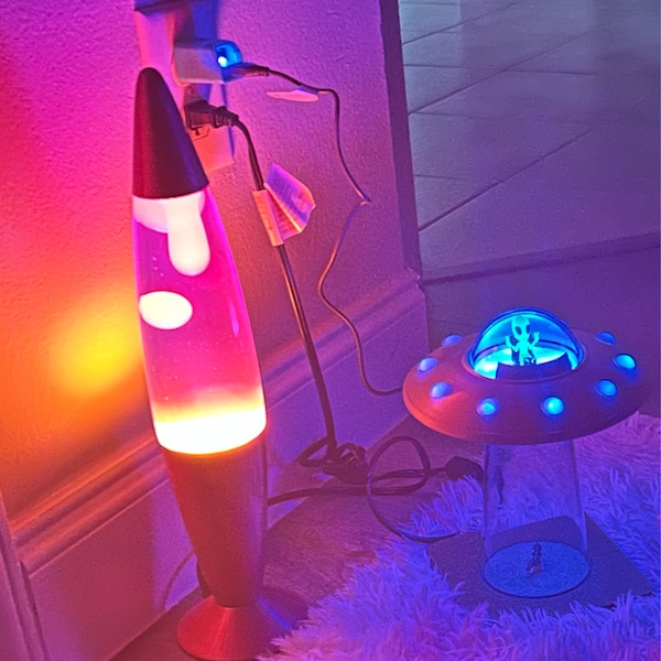 UFO Alien Abduction Silver LED Desk Lamp, Nightlight or Alien Decor ...