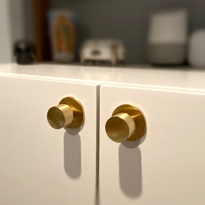 Sold Brass Mid Century Modern Concave Knob in Brushed Brass Gold, for ...