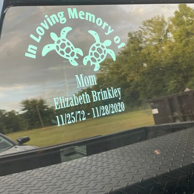 Sea Turtles in Loving Memory Decal, Custom in Loving Memory Car Decal ...