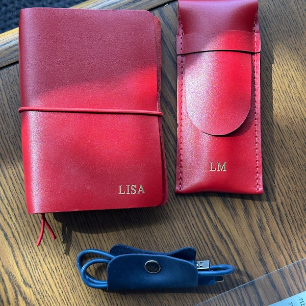 Leather Cord Organizer, Custom Embossed Cable Roll, Travel Charger ...