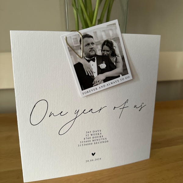 One Year Anniversary Card | Personalised Anniversary Card | Paper ...