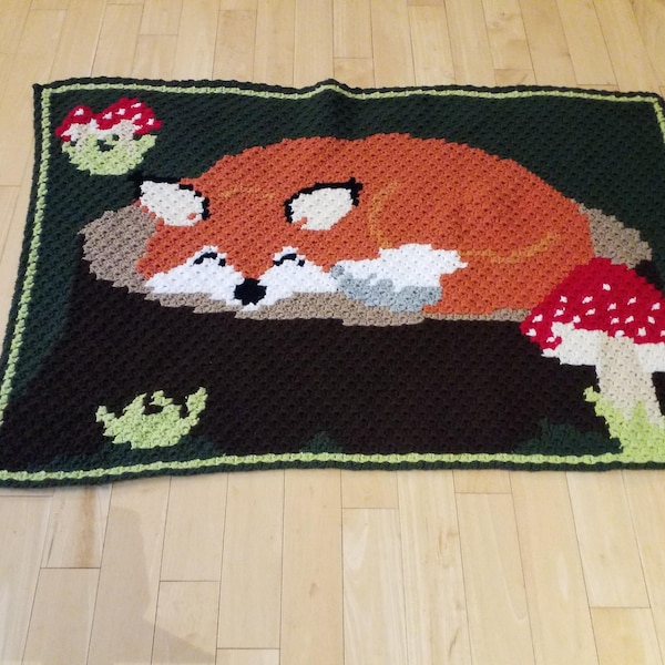 Sleepy Fox C2C Crochet Pattern | Woodland Baby Blanket | Cottage ...