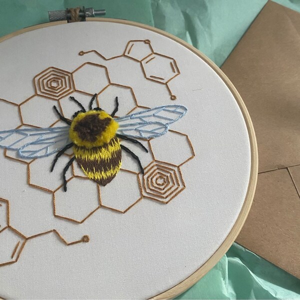 Fuzzy Bumblebee Embroidery PDF Pattern Download | Bee | Cottagecore ...