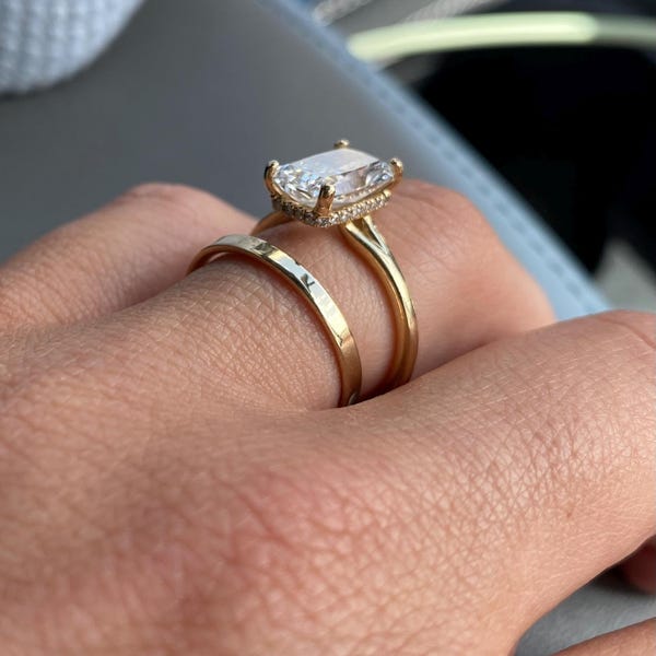 5mm Gold Men's Three Stone Dimond Wedding Band • 10k, 14k, 18k Solid ...