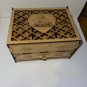 Laser Cut Chest of Drawers Jewelry Box, Wooden Gift Box, Laser Cut ...