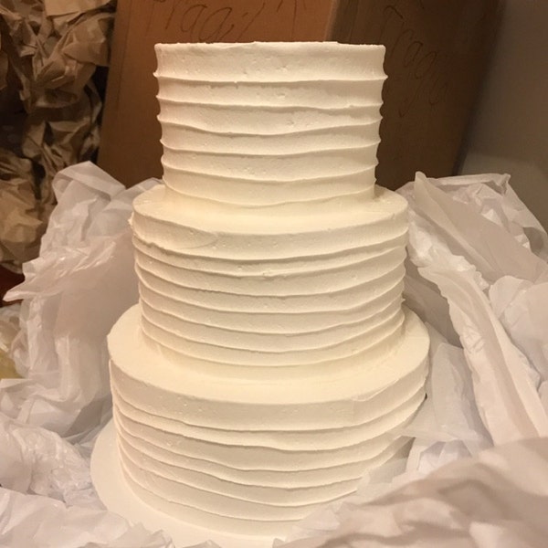 Three Tier Horizontal Lines Texture Faux Wedding Cake - Etsy