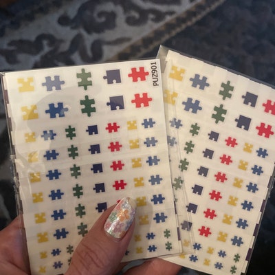 Autism Awareness Nail Art Decal Sticker Set Autism Puzzle - Etsy