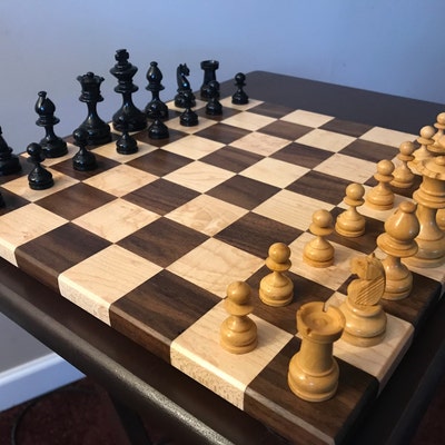 Handmade Walnut and Maple Checkerboard or Chessboard With Checkers - Etsy