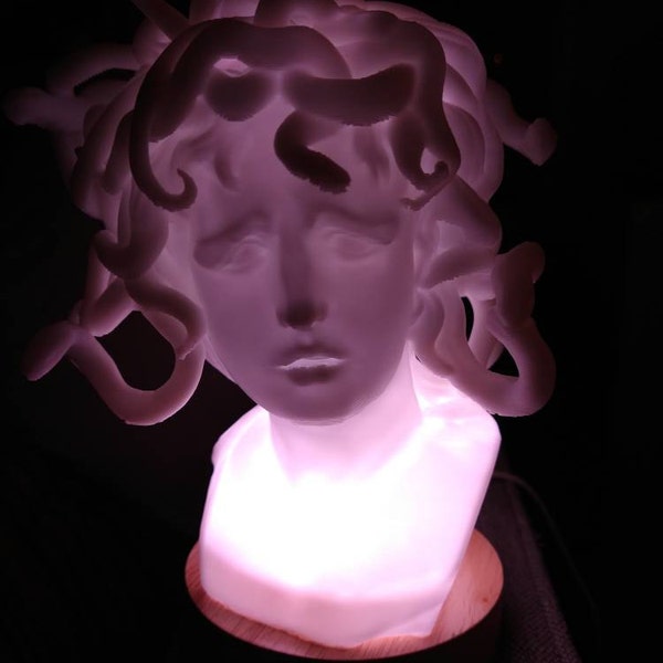 Medusa Bust Lamp, Mythology, RGB Light, Color Changing, Gaming Decor ...