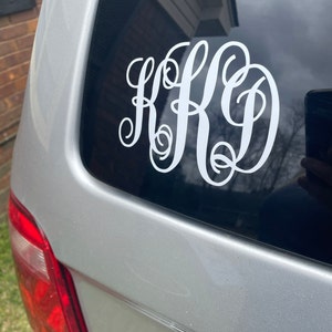 Monogram Car Decal / Car Decal / Script Monogram / Vinyl - Etsy