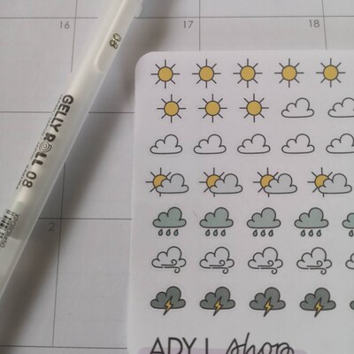 Weather Stickers Icons Colors or Black and White - Etsy