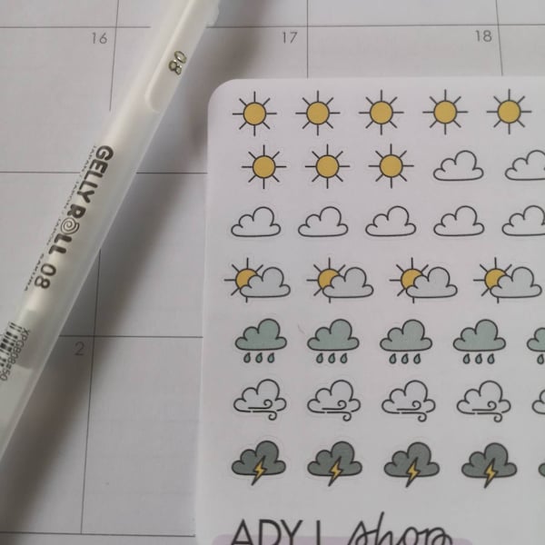 Weather Stickers - Icons - Colors or Black and White - Different ...