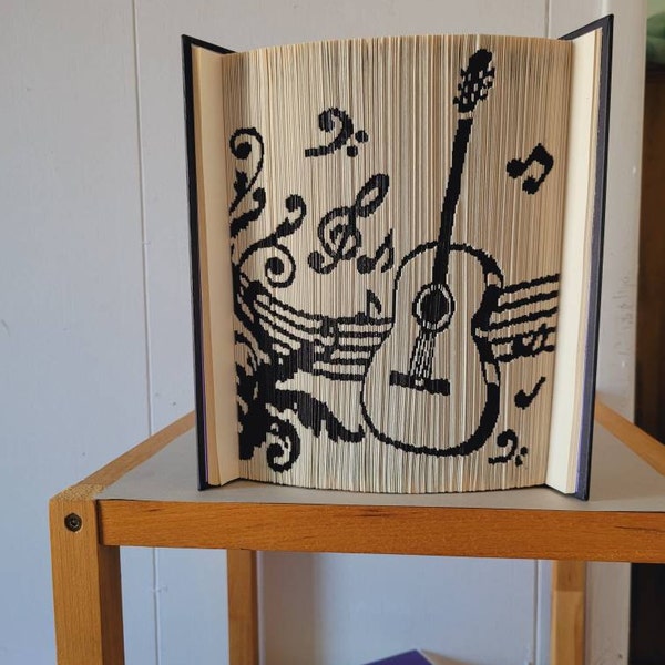 Guitar + Musical Notes: DIY Cut & Fold Art, Book Folding Pattern and ...