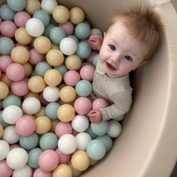 Beige Ball-pit Round +200 Balls Included Baby Foam Round Ball Pit, Ball ...
