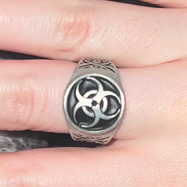 Biohazard Symbol Ring - Hazard Danger Universal Warning Safety ...